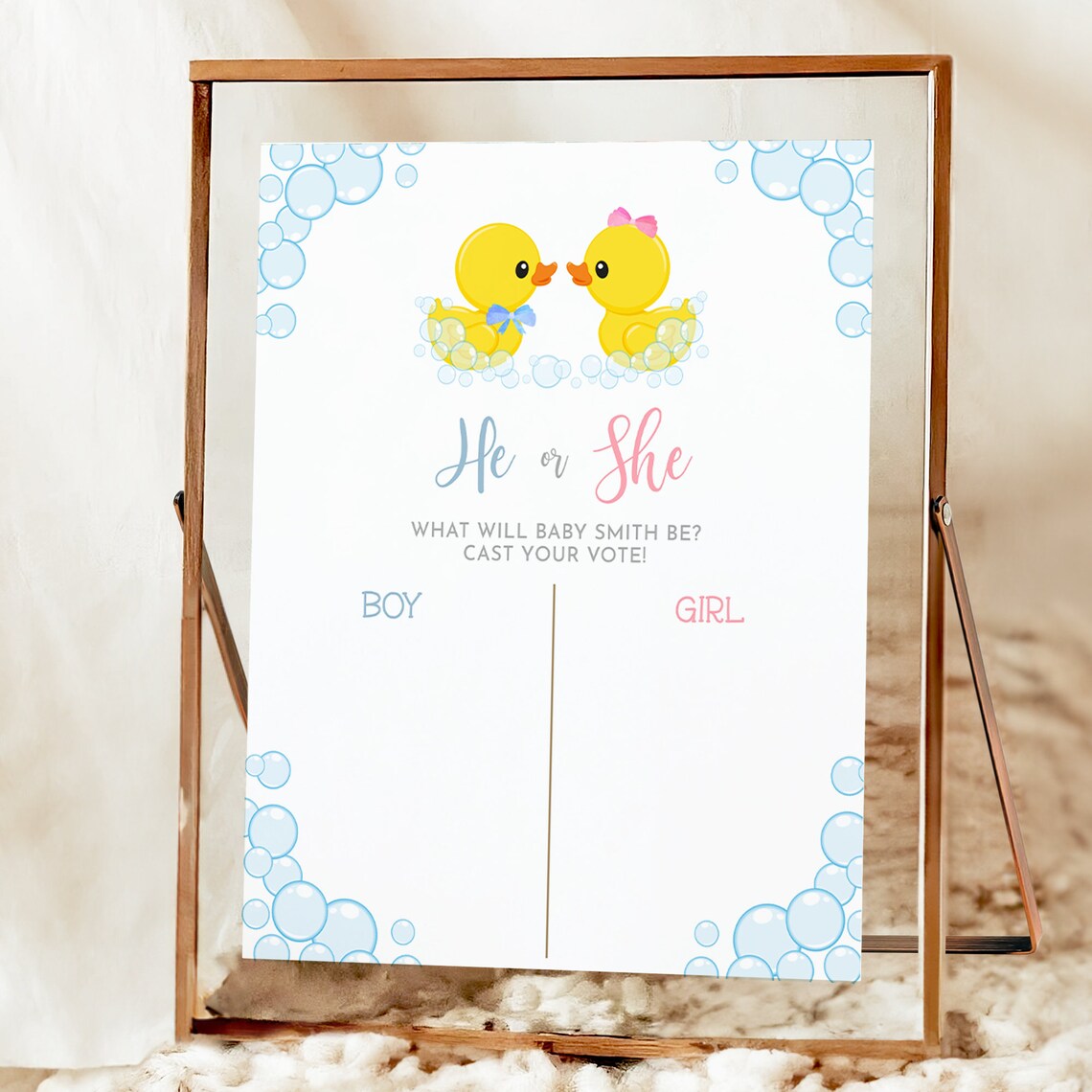 EDITABLE Rubber Duckie Gender Reveal Voting Sign, Boy or Girl Party ...