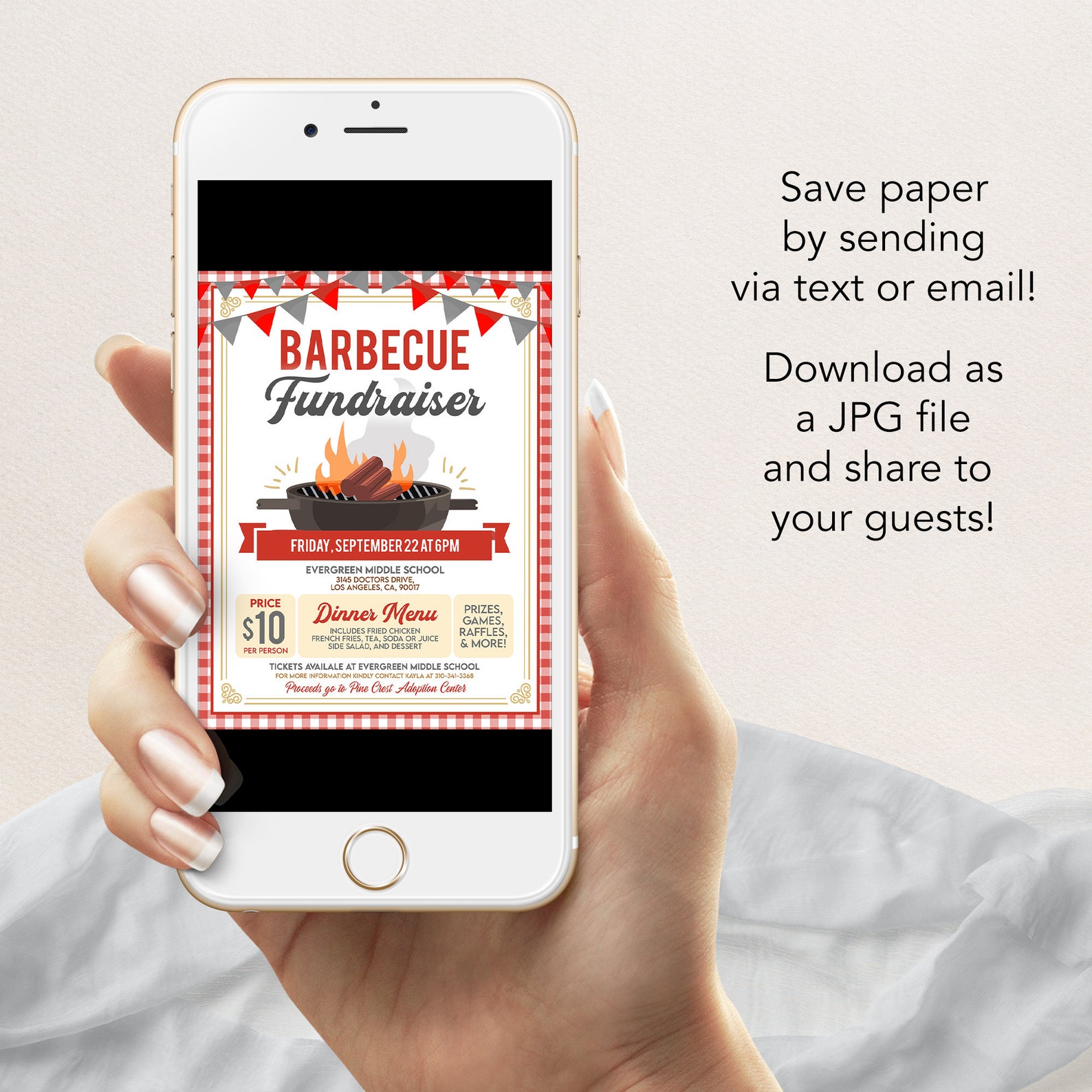 Editable BBQ Dinner Fundraiser Flyer Ticket, PTA PTO School Church ...