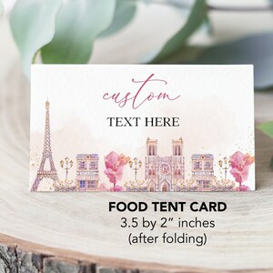 Paris Birthday Food Labels Template, Parisian Cafe Place Card, Eiffel ...