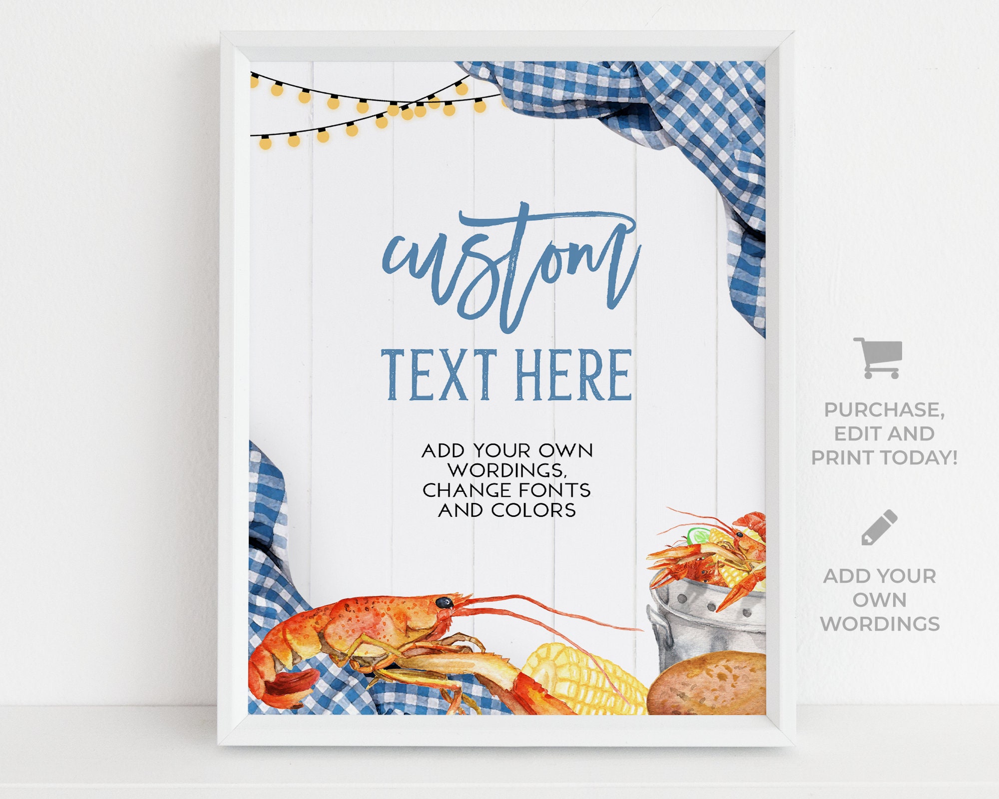 Editable Seafood Boil Custom Text Sign, Let the Good Times Boil ...