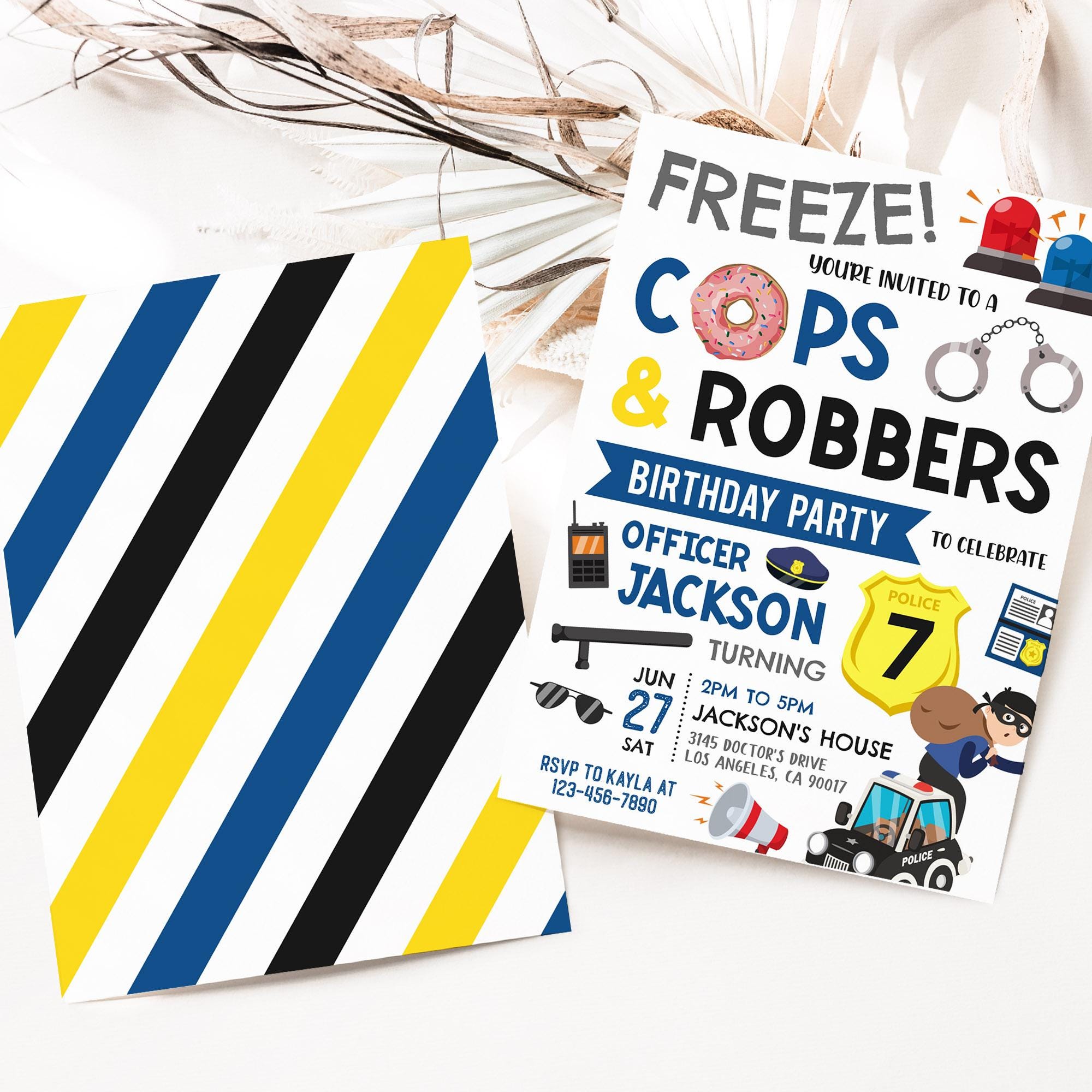 Cops and Robbers Birthday Invitation, EDITABLE Police Party Invite ...