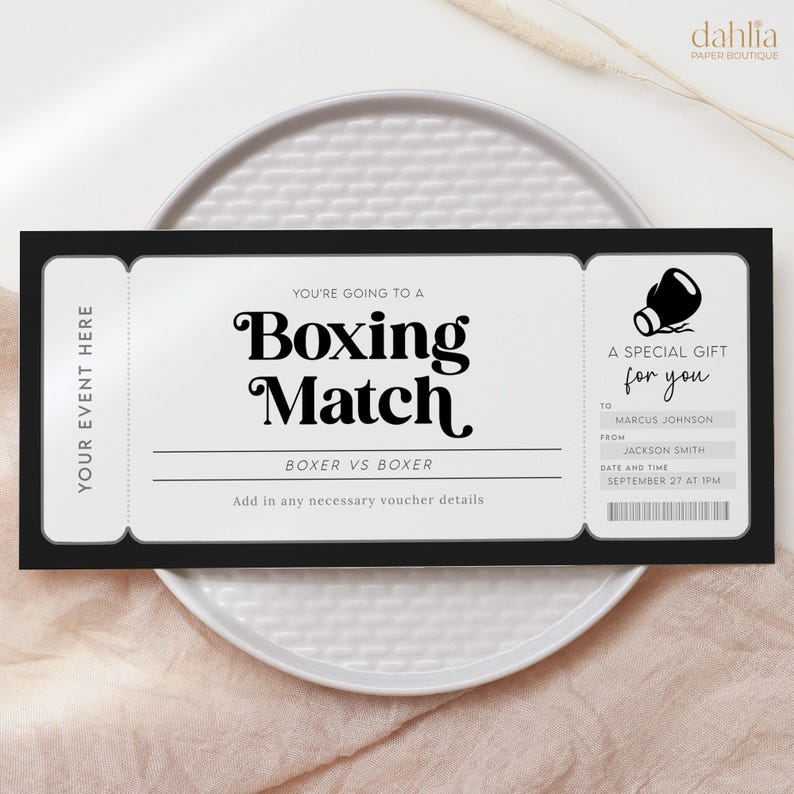 Boxing Match Gift Voucher, Editable Boxing Gym Membership Certificate ...