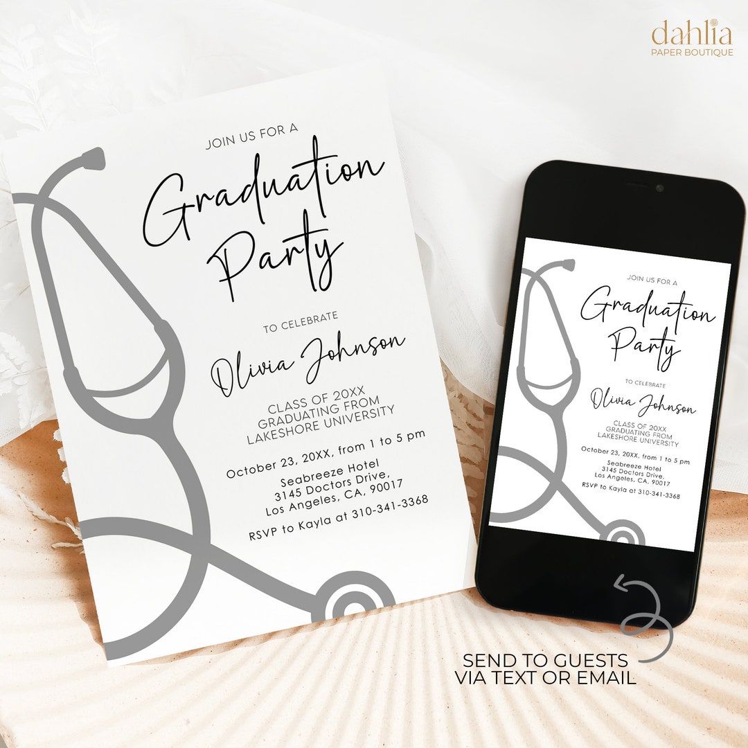 Nurse Graduation Party Invitation Template Editable, RN Graduation ...