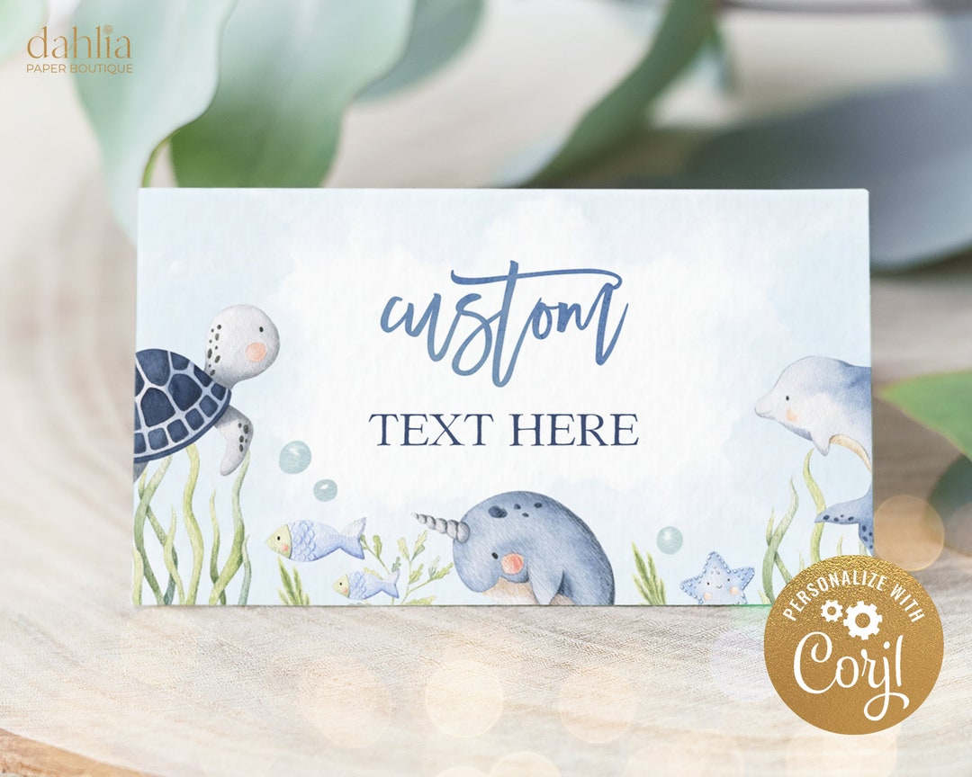 Under the Sea Food Labels Template, Ocean Animals Party Place Card ...