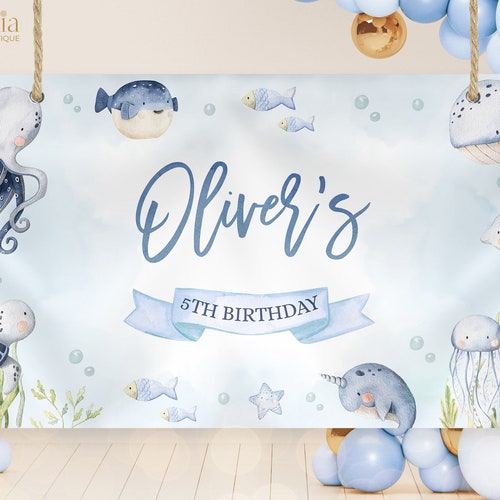 Under the Sea First Birthday Backdrop Girl Ocean Life Animals - Etsy