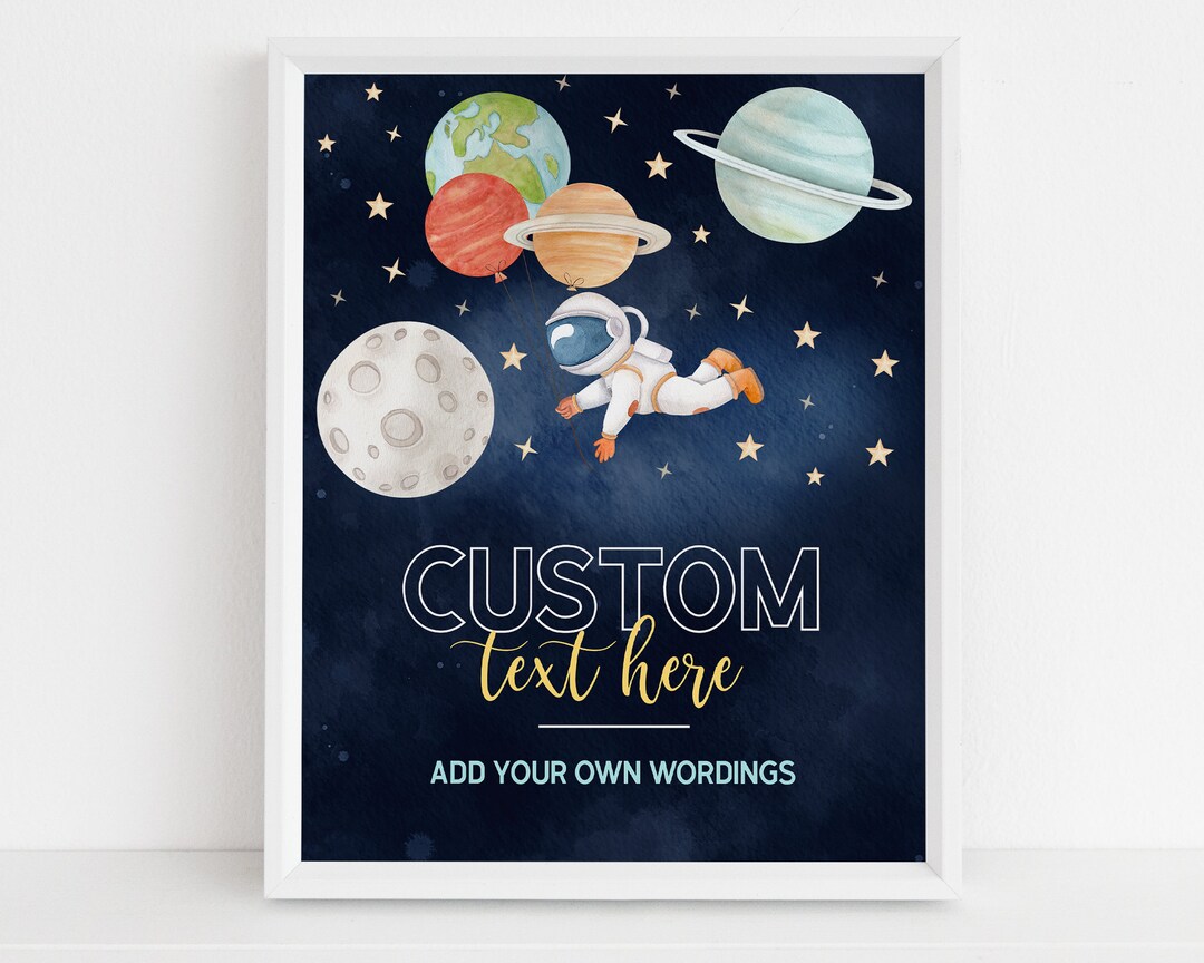 EDITABLE Space Birthday Custom Text Sign, Galaxy Planets Party Invite ...