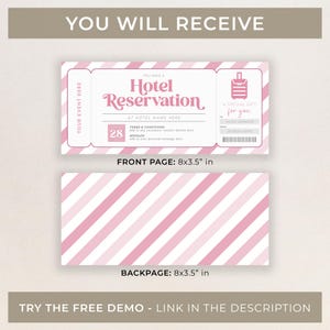 Hotel Reservation Gift Voucher, Editable Hotel Stay Ticket Template ...