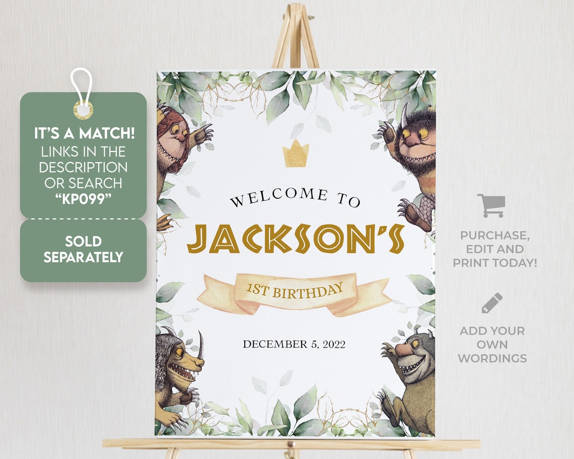 Where the Wild Things Are Birthday Custom Sign EDITABLE - Etsy