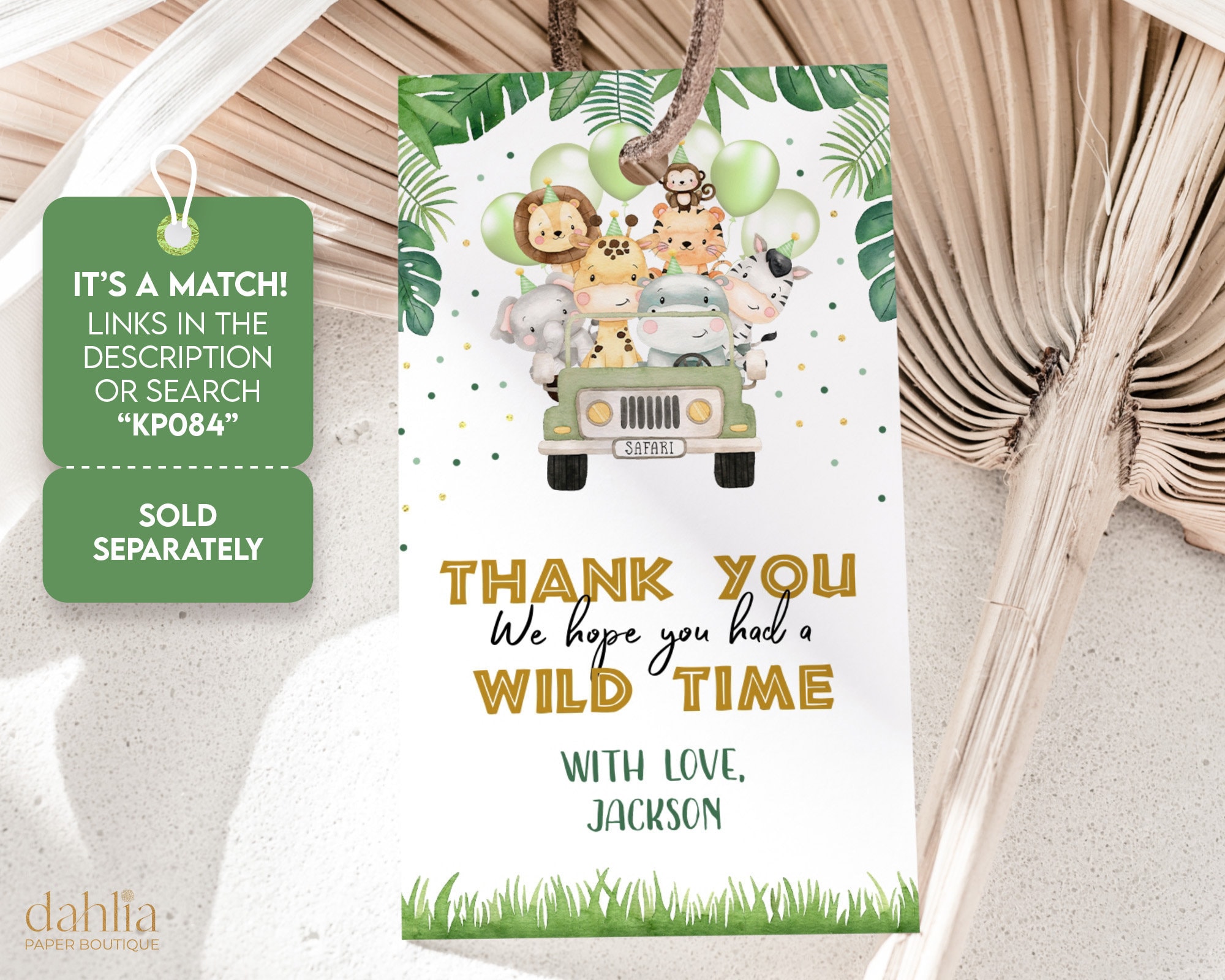 Wild One Custom Adopt A Wild Animal Sign, EDITABLE Safari Animals Party ...
