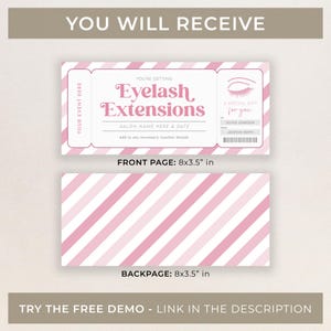 Eyelash Extensions Gift Voucher, Printable Lash Extensions Gift ...
