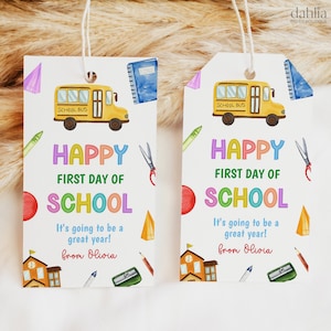 Back to School Favor Tags, EDITABLE First Day of School Gift Tag ...