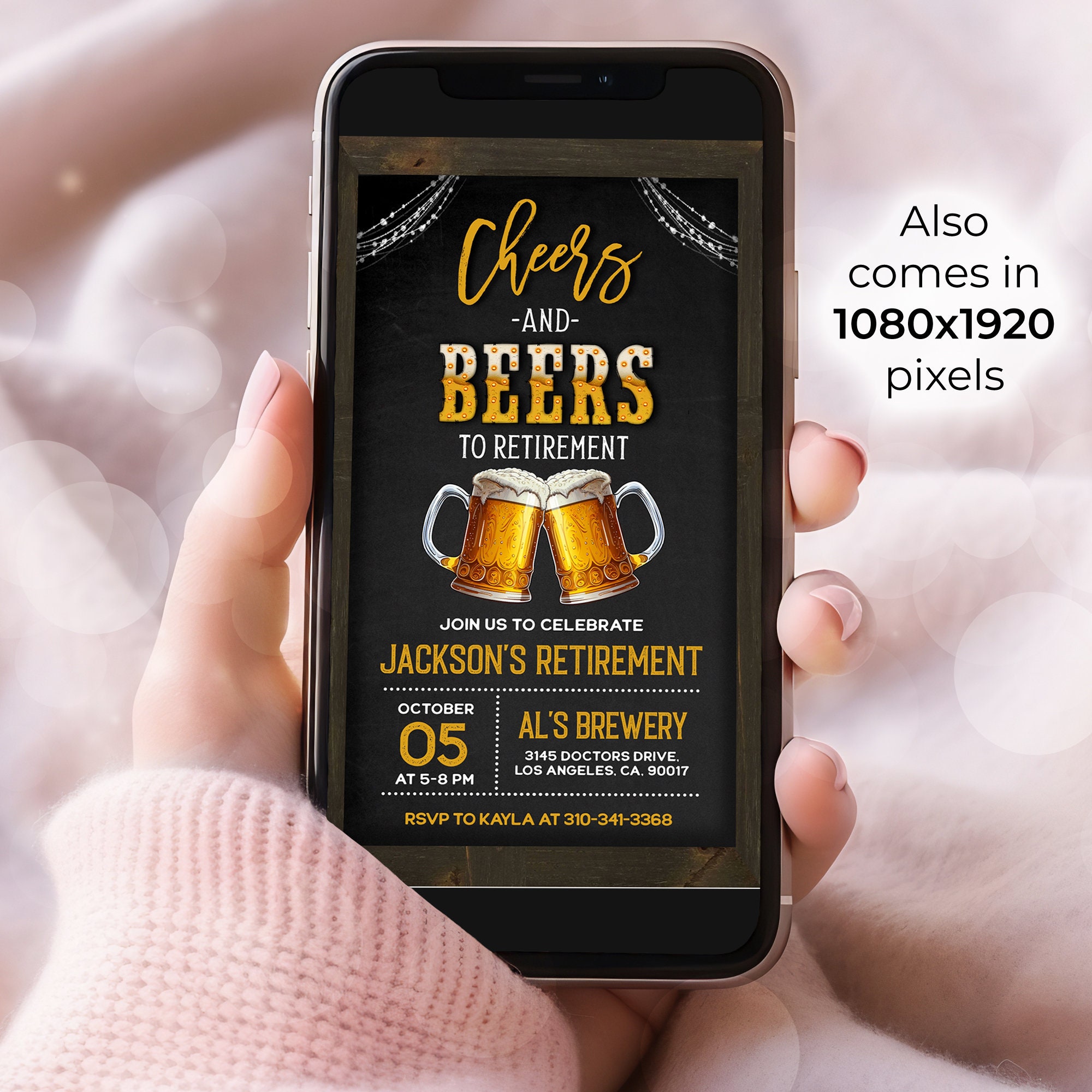 Cheers and Beers Retirement Party Digital Invitation, Editable Surprise ...