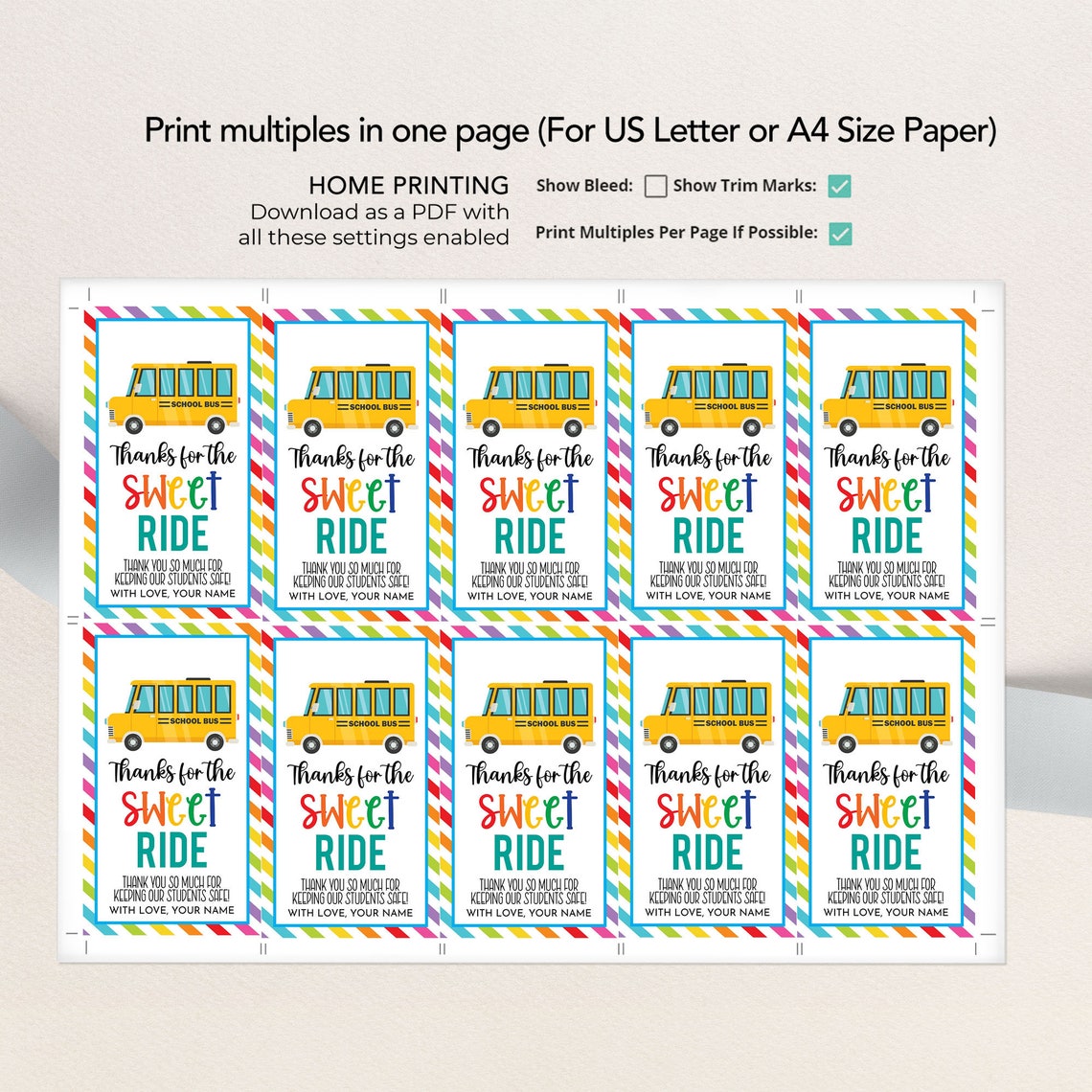 Editable School Bus Driver Favor Tags, Appreciation Week Gift Tag ...