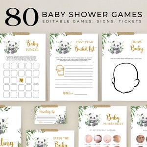 EDITABLE 80 Panda Baby Shower Games, Printable Panda Bear Baby Shower ...
