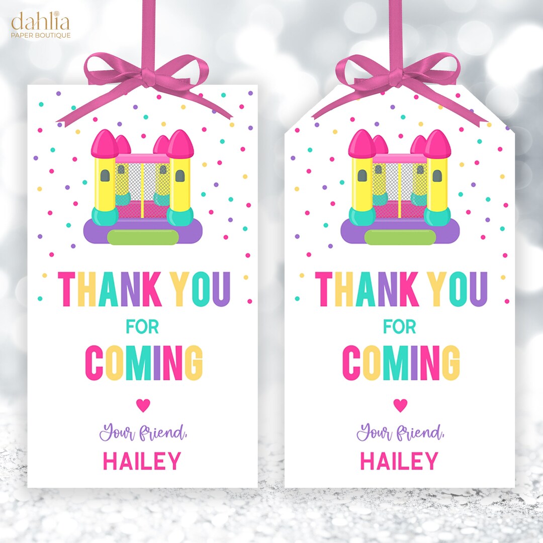 Thank You for Coming Gift Tag, EDITABLE Bounce House Party Favor, Thank ...