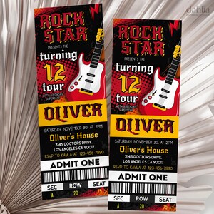 Rock Star Concert Ticket Birthday Party Invitation, Editable Surprise ...
