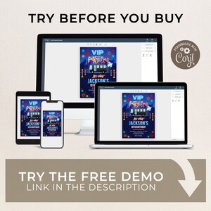 VIP Party Bus Invitation, EDITABLE Blue Limo Party Invite, Rock Star ...