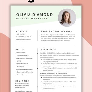Photo Resume Template | Minimalistic Resume | ATS Friendly Resume ...