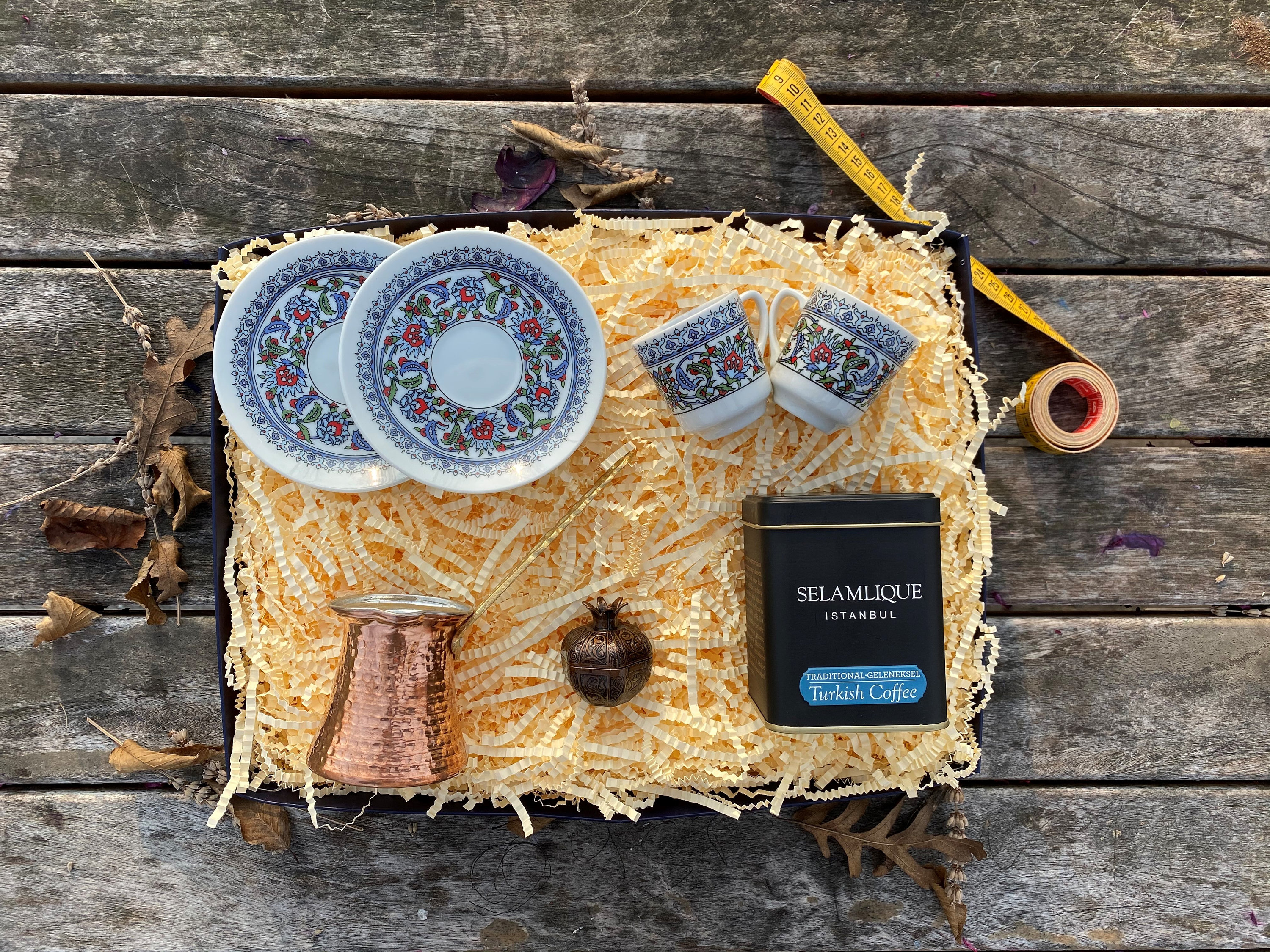 Turkish Greek Coffee Full Set With Cups Saucers Tray and Traditional ...