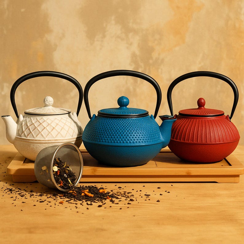 Cast Iron Teapot Japanese Style, Tea Kettle, Stovetop Safe, Cast Iron ...