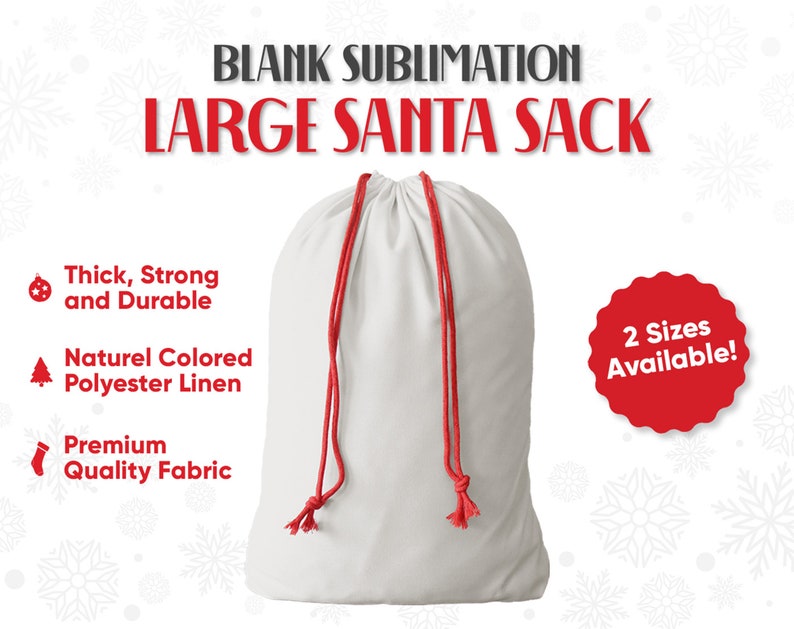 Santa Sack, Christmas Sack, Multiple Sizes, Blank Extra Large Santa Bag ...