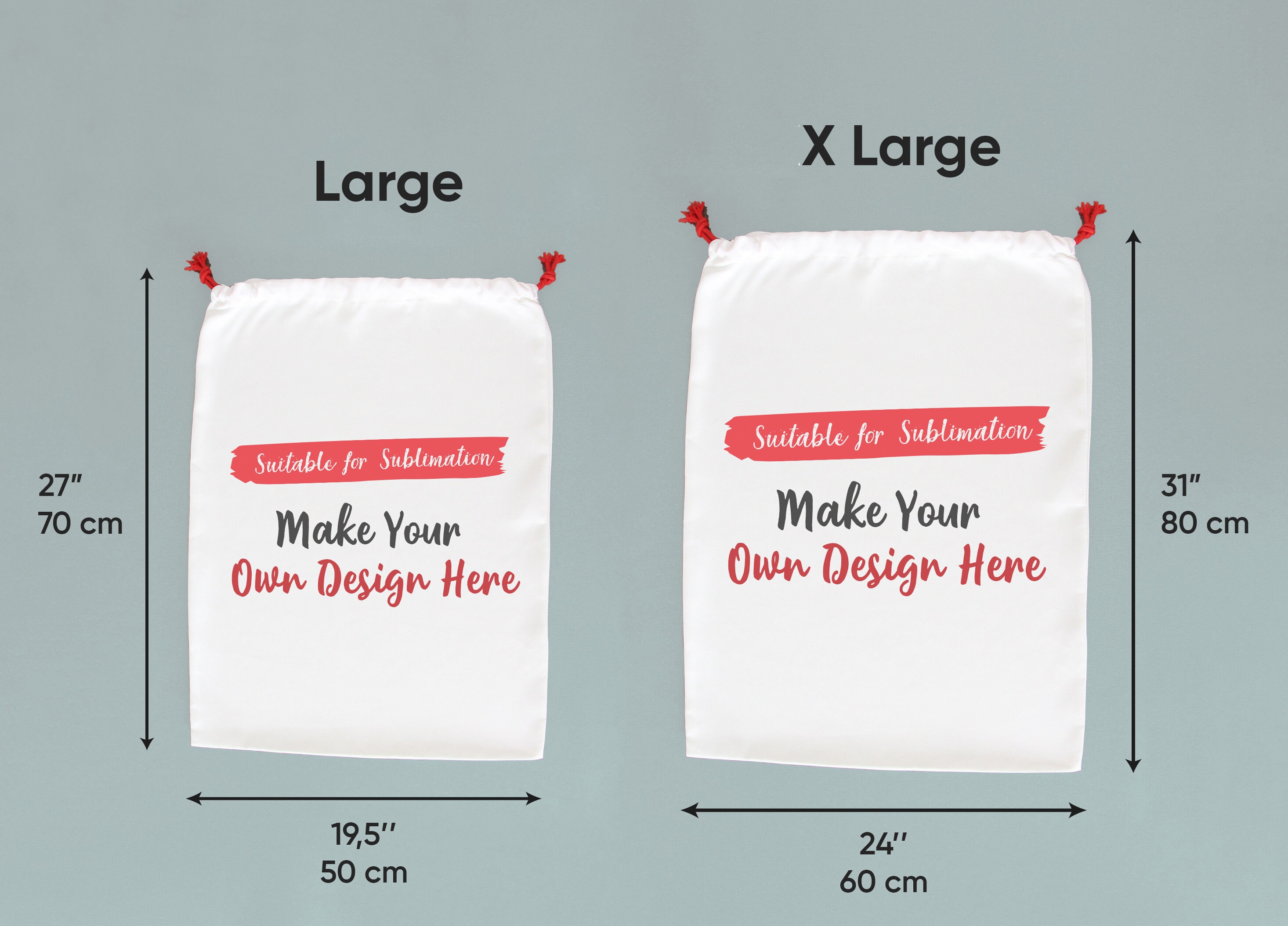 Large Sublimation Santa Sack – Blank Polyester Christmas Gift Bag ...