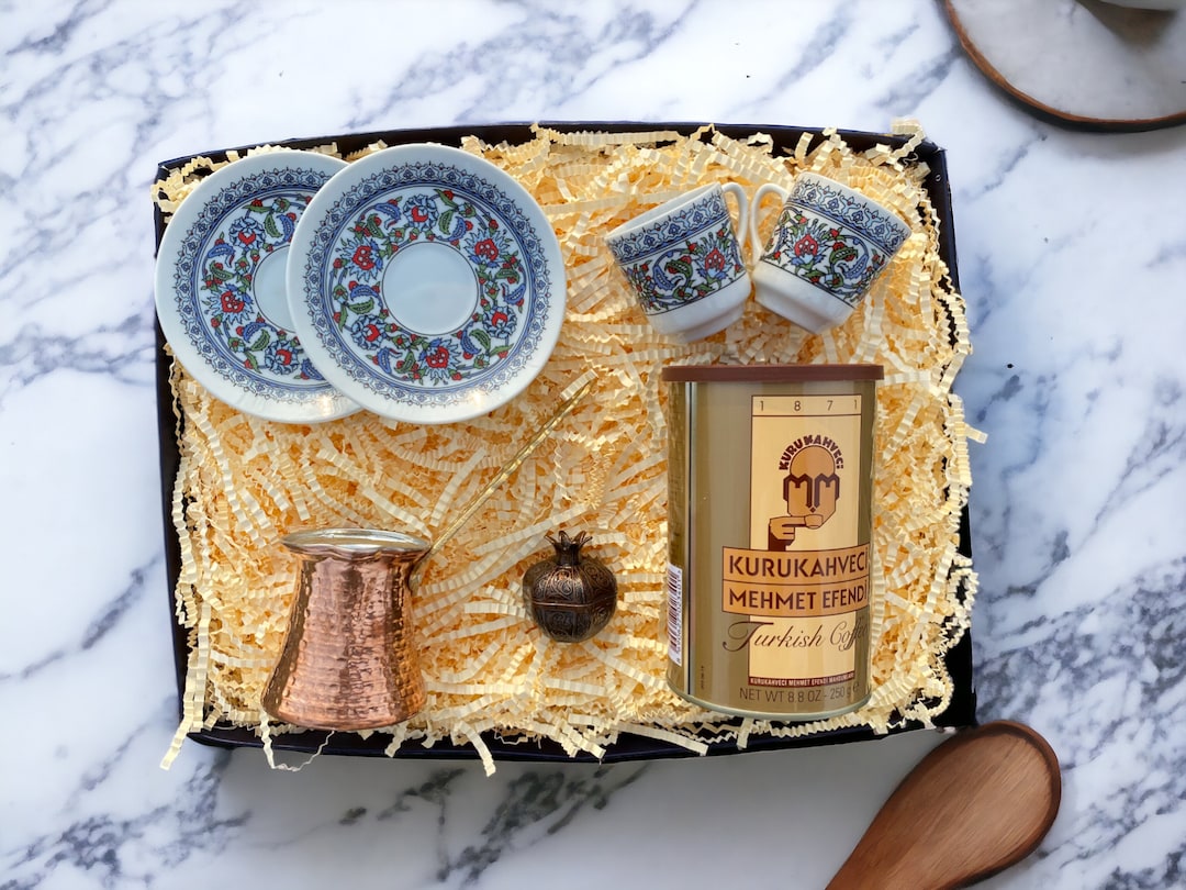 Turkish Coffee Set Gift Box, Traditional Turkish Coffee Cup Pot Gift ...