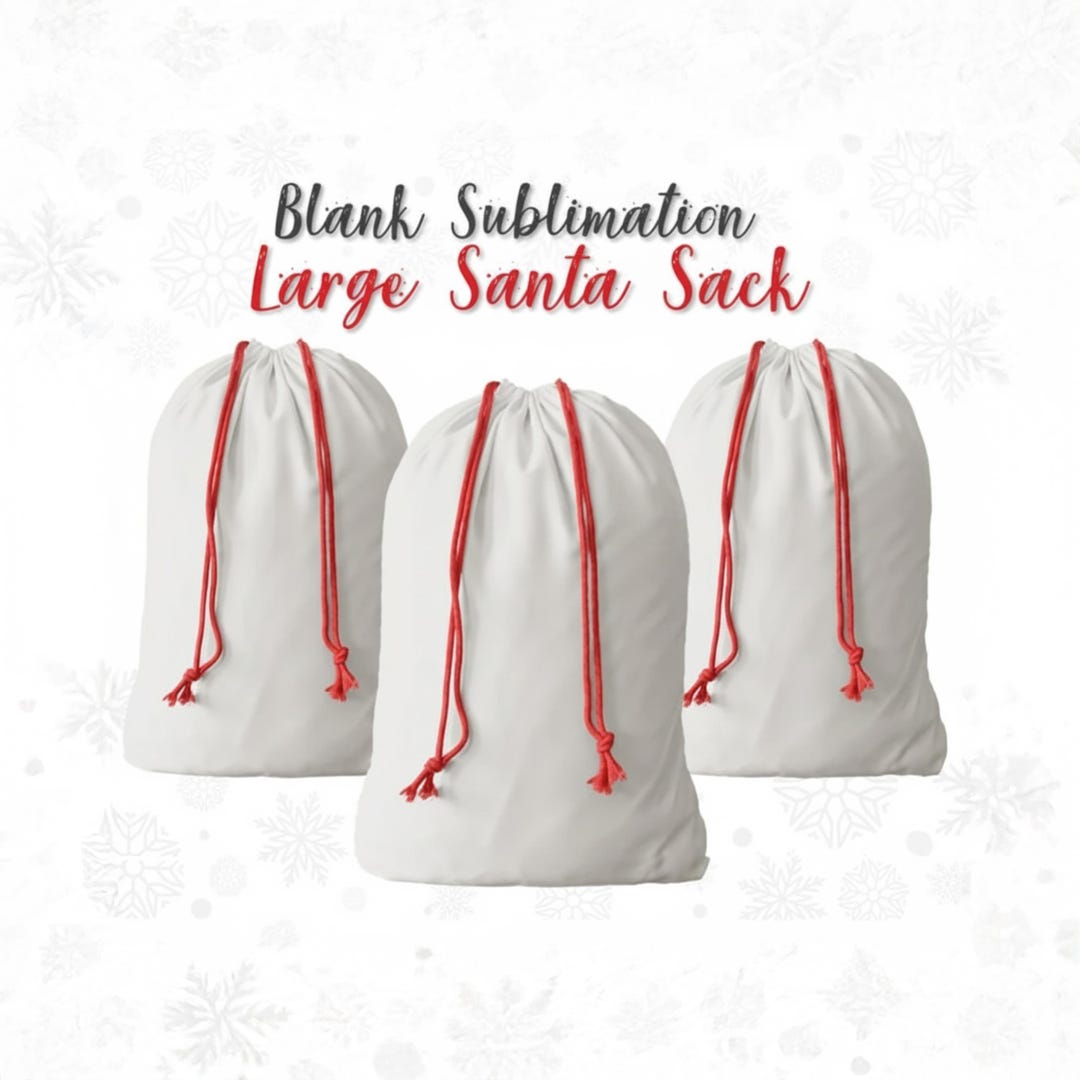 Large Sublimation Santa Sack – Blank Polyester Christmas Gift Bag ...