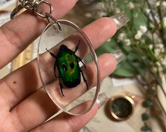 Green Beetle Keychain - Etsy