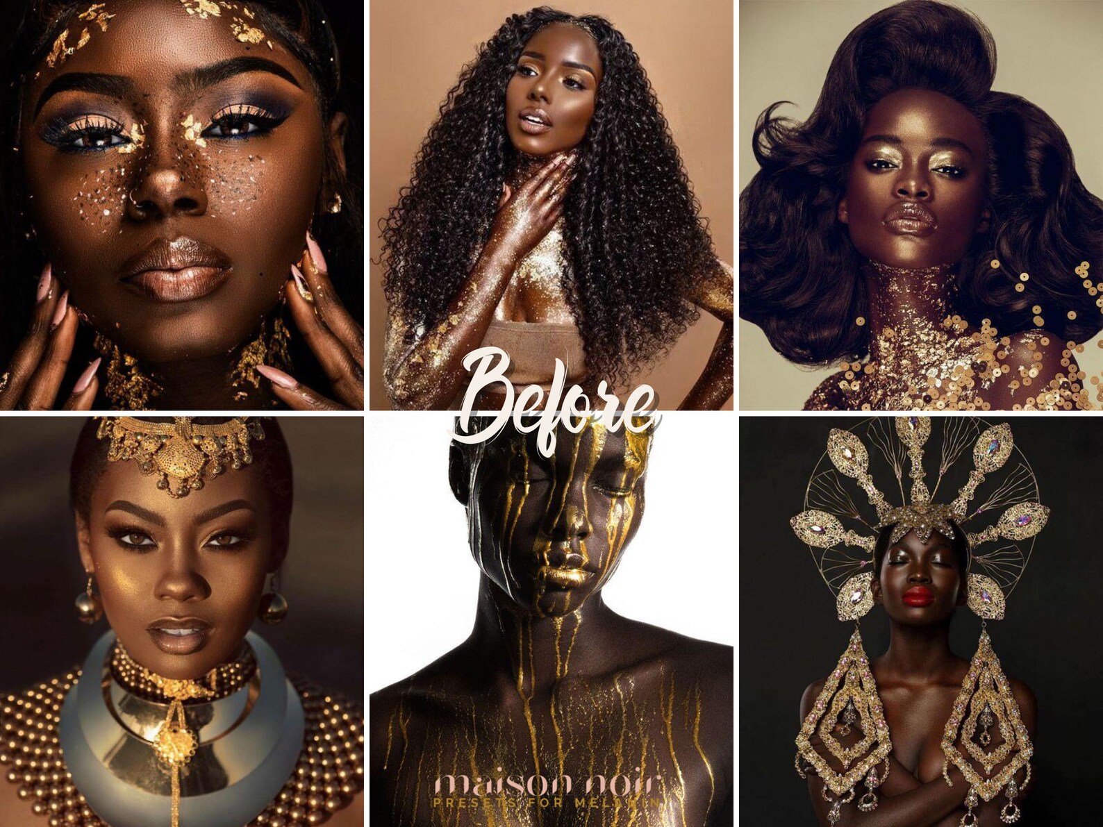 3 Golden Dark Skin Melanin Presets Best Brown Bronze Gold | Etsy