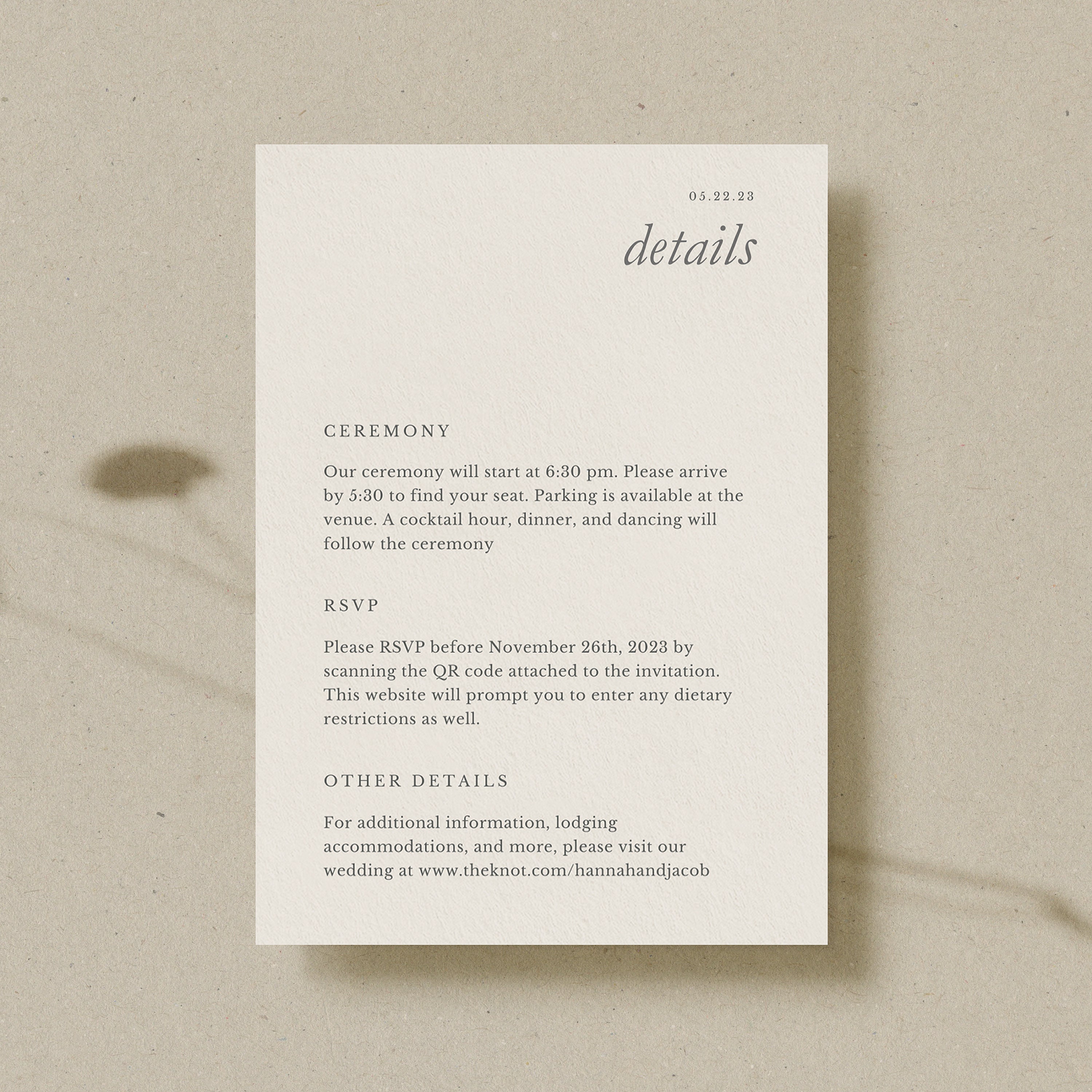 Details Card Template Minimalist Canva INSTANT Download Wedding Suite ...