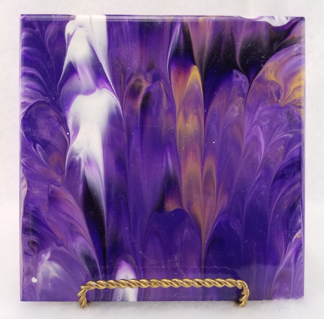 Ceramic Acrylic Pour Trivet Sealed With Resin, Stand Included - Etsy