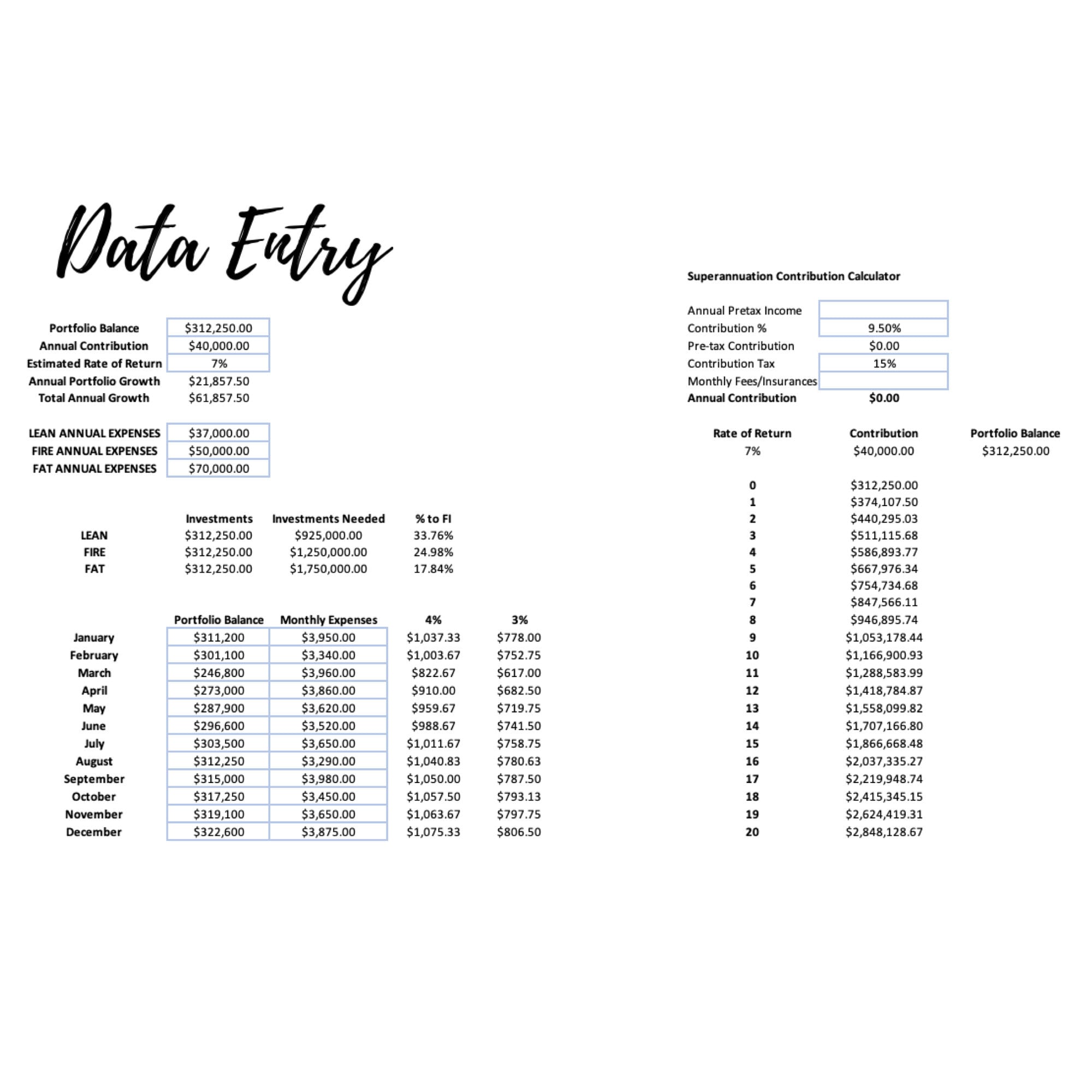 Financial Independence Excel Tracker With Portfolio - Etsy