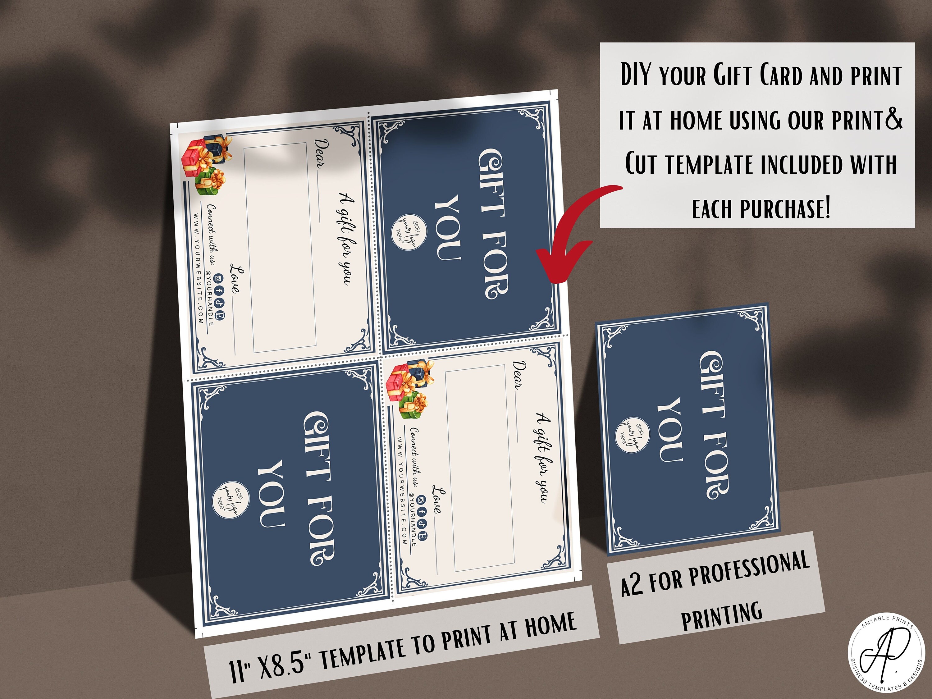 Personalized gift card template add your logo Business | Etsy