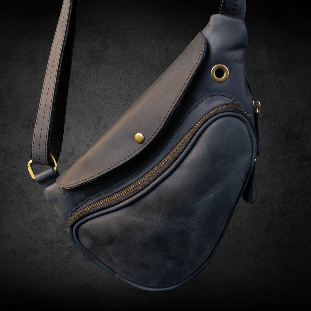 Customized Leather Crossbody Indigo Sling Bag, Handmade Shoulder Bag ...