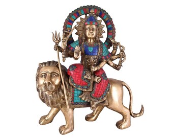 Whitewhale Brass Maa Durga/ma Sherwali Idol Sitting on Lion - Etsy