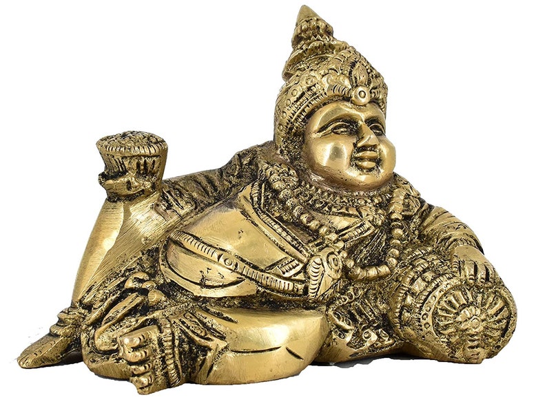 Lord Kuber Brass Statue Religious Strength God Sculpture Idol Home ...