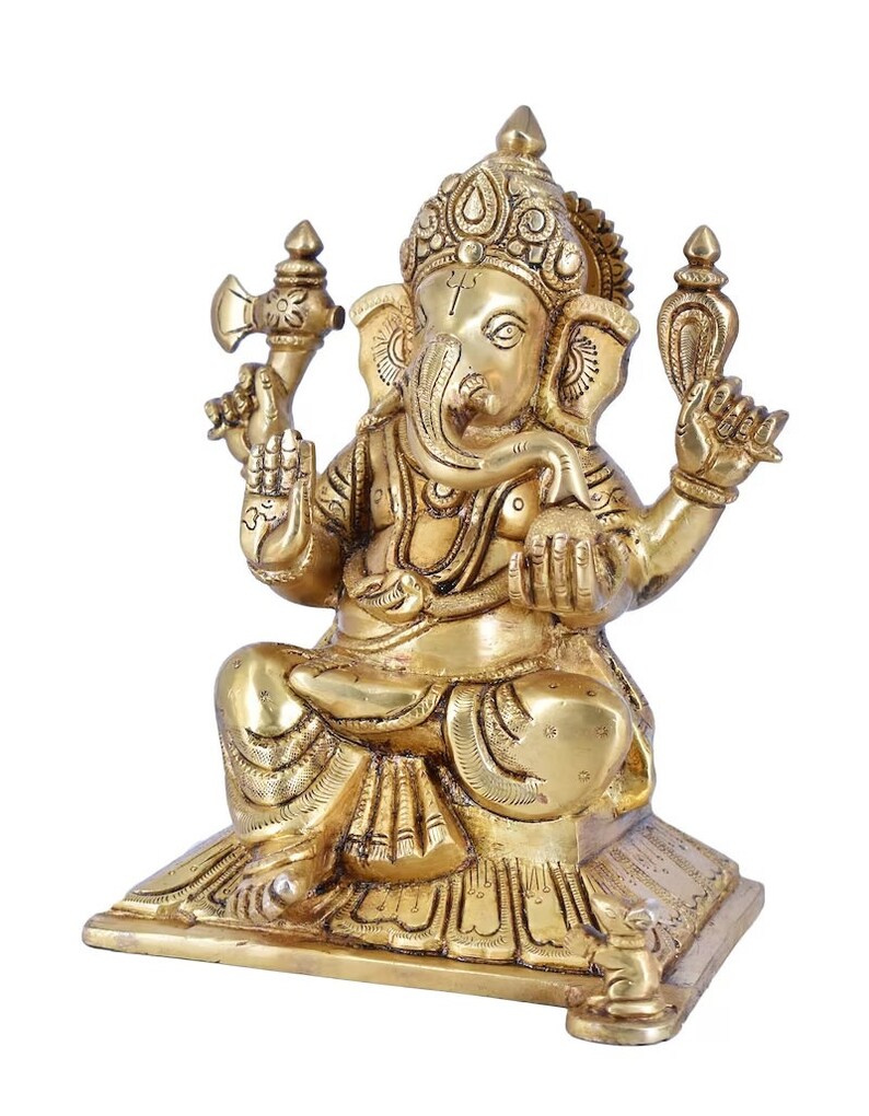 Lord Ganesha Brass Statue Religious Strength God Sculpture - Etsy