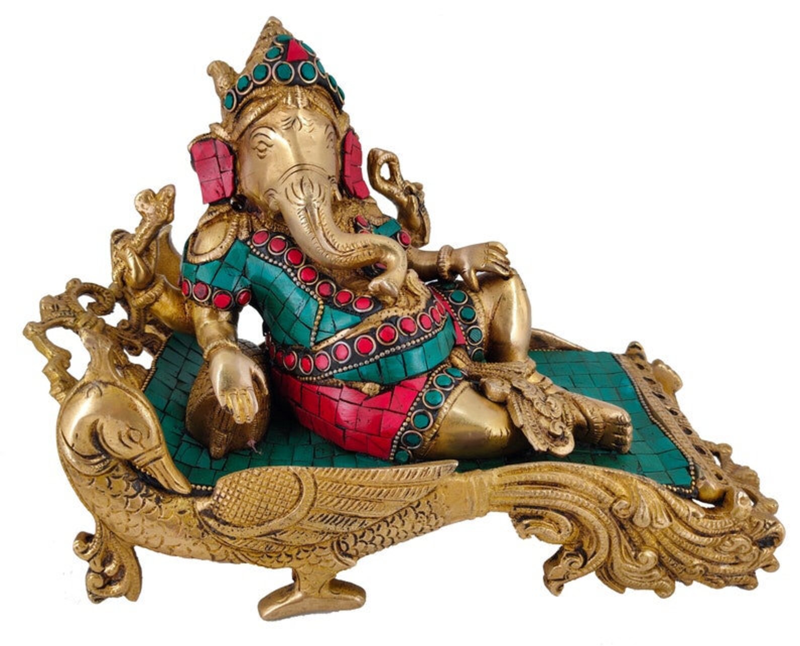 Lord Sitting Ganesha Statue Brass Idol Resting Ganpati - Etsy