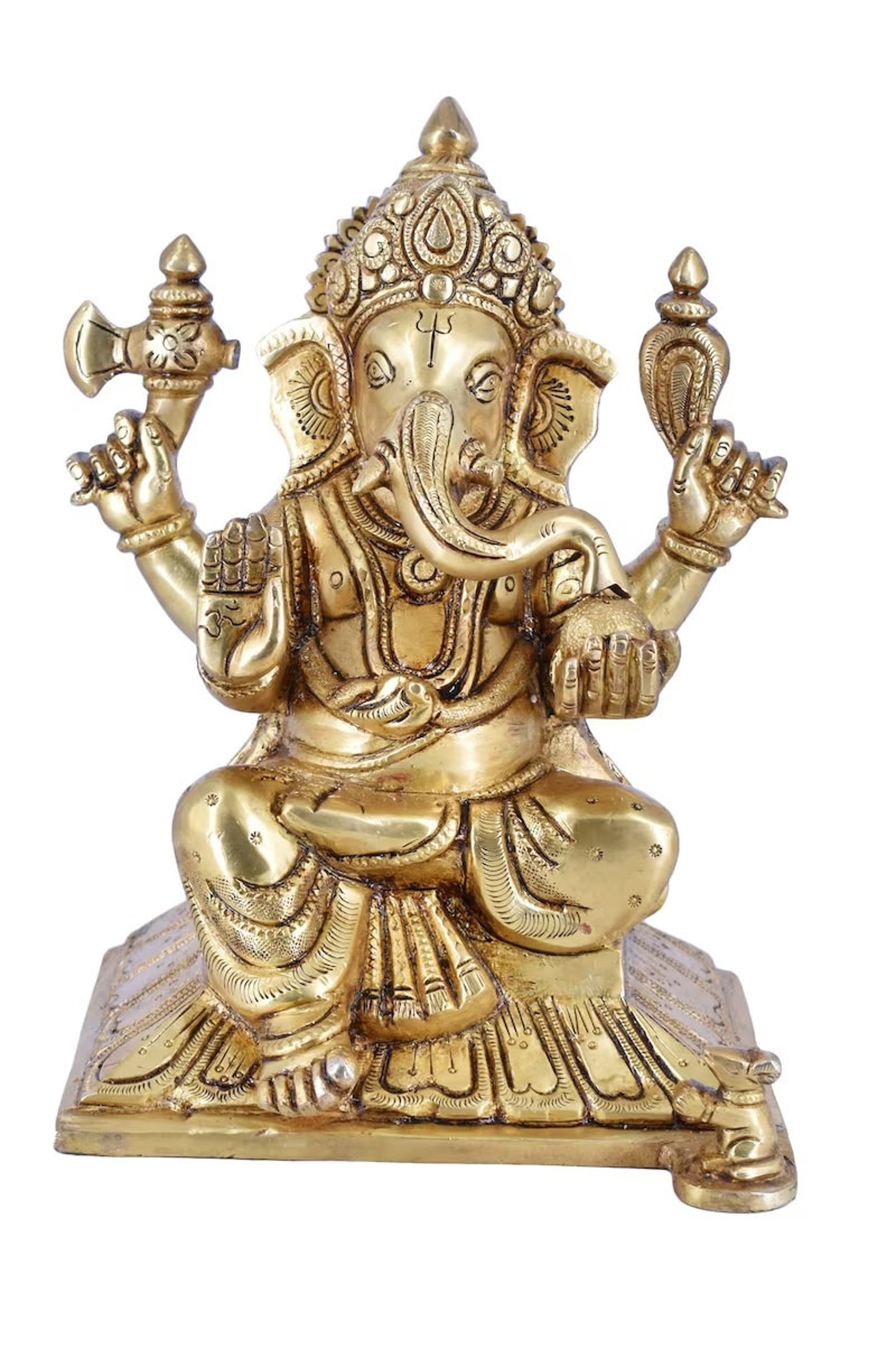 Lord Ganesha Brass Statue Religious Strength God Sculpture - Etsy