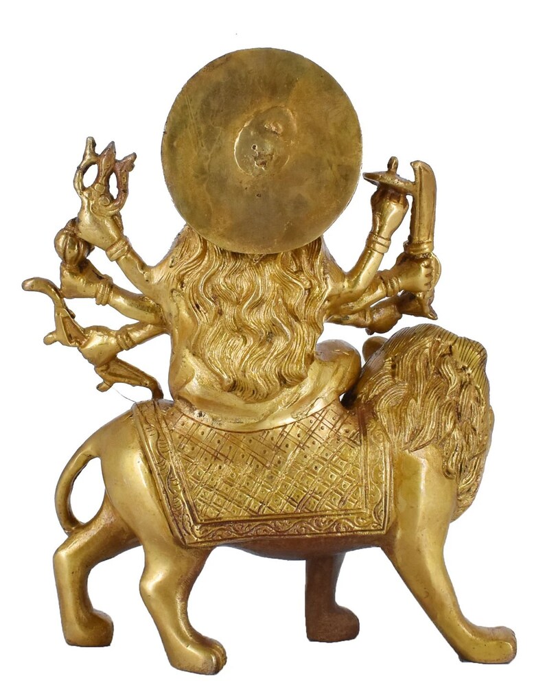 Brass Maa Durga/ma Sherwali Idol Sitting on Lion Murti Religious ...
