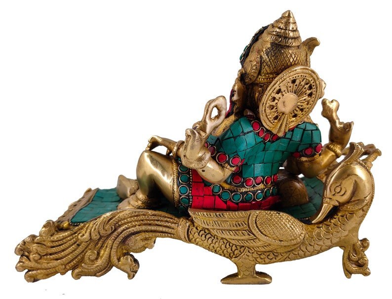 Lord Sitting Ganesha Statue Brass Idol Resting Ganpati - Etsy
