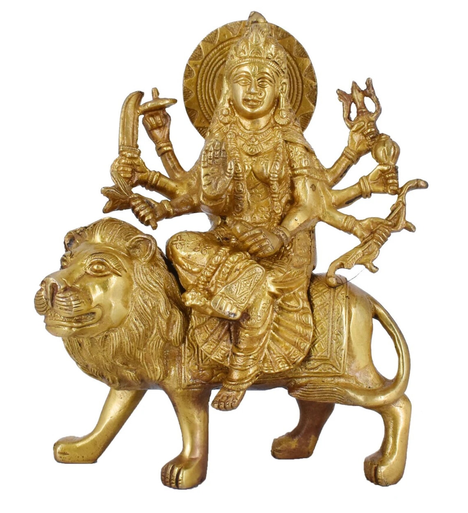 Brass Maa Durga/ma Sherwali Idol Sitting on Lion Murti Religious ...