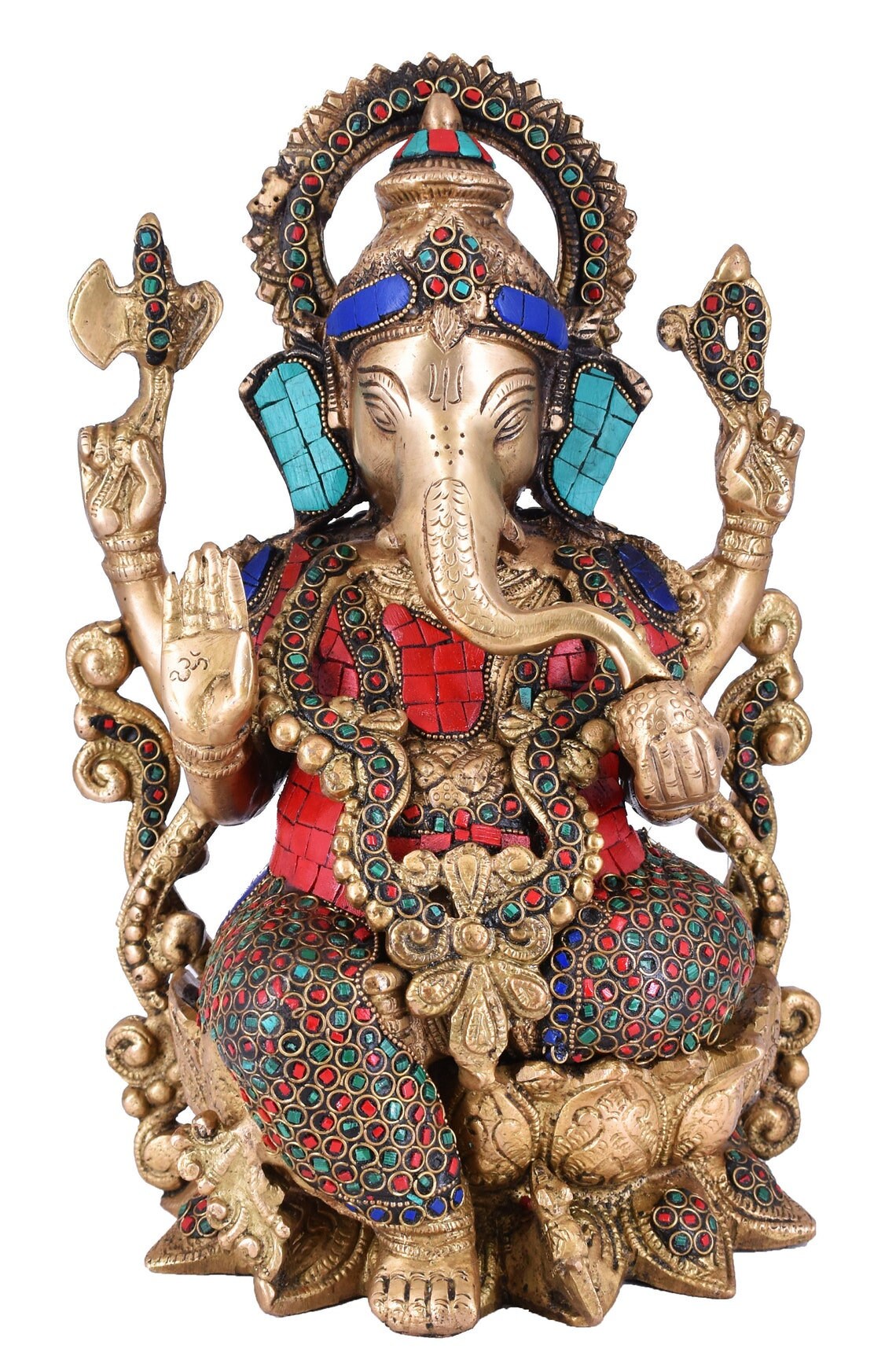 Large Lotus Sitting Ganesha Brass Idol Hindu Good Luck God - Etsy