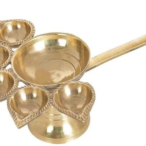 Panch Deepak Aarti Oil Lamp With Brass Nandin Puja Bell Ghanti Pooja ...