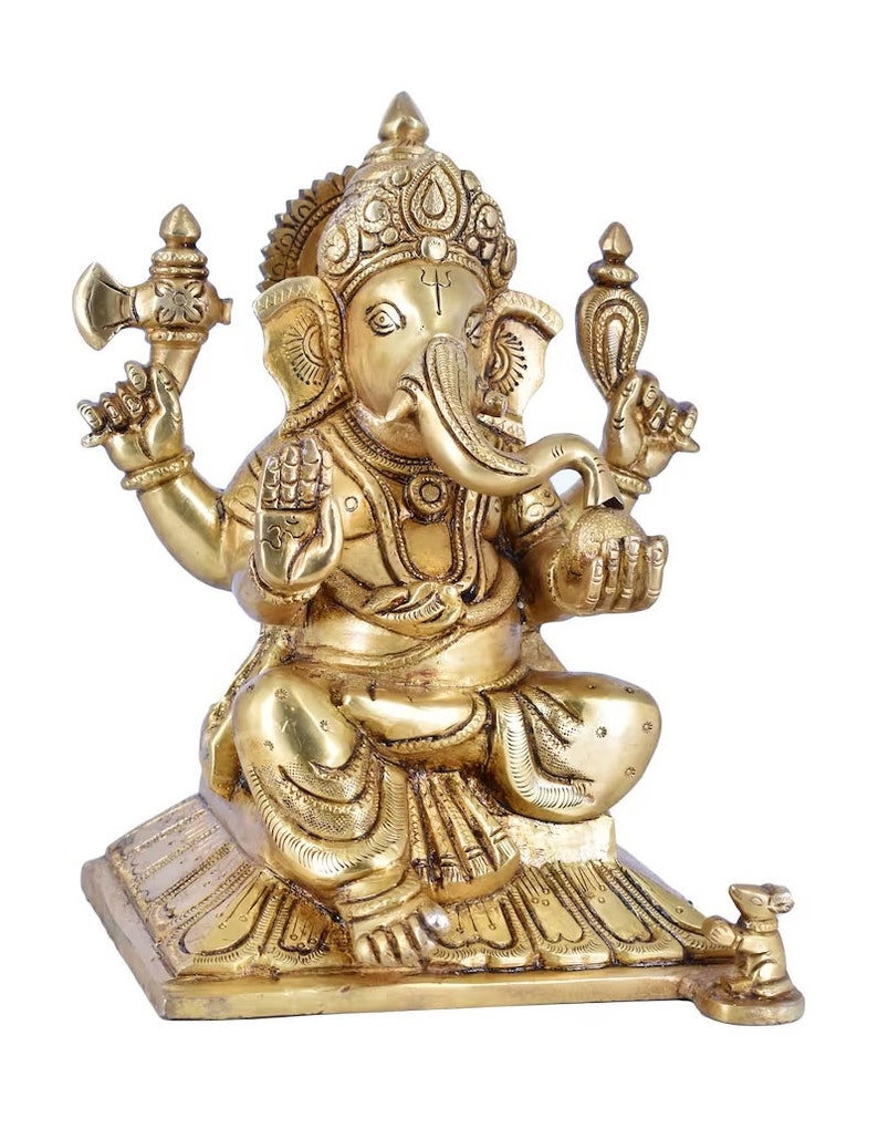 Lord Ganesha Brass Statue Religious Strength God Sculpture - Etsy