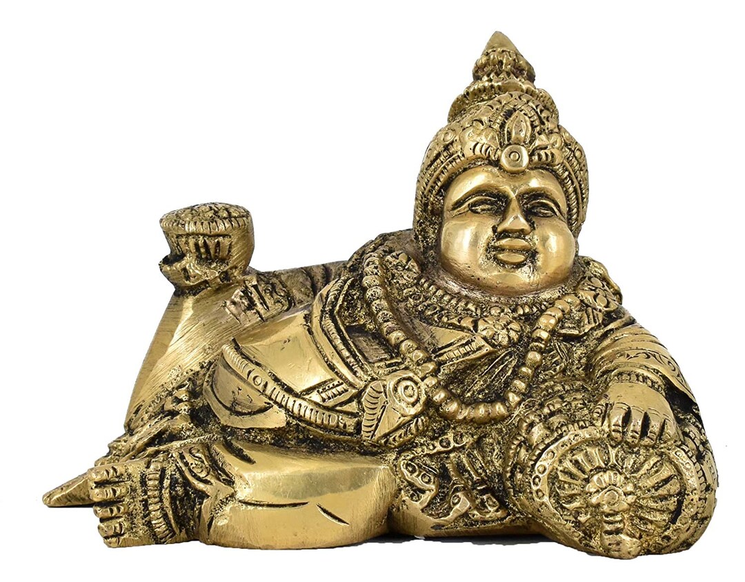 Lord Kuber Brass Statue Religious Strength God Sculpture Idol Home ...