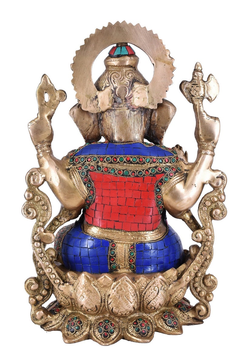 Large Lotus Sitting Ganesha Brass Idol Hindu Good Luck God - Etsy