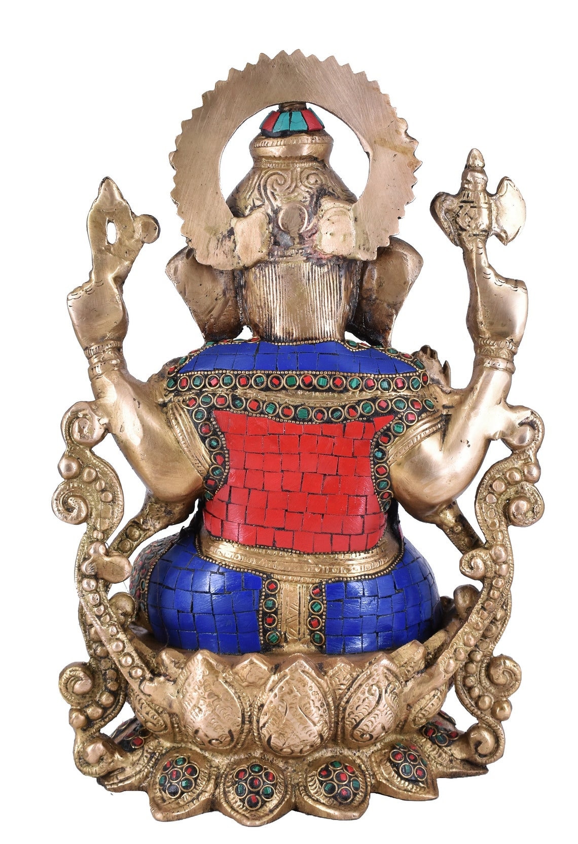 Large Lotus Sitting Ganesha Brass Idol Hindu Good Luck God - Etsy