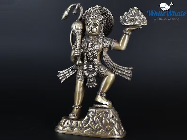Large Hanuman Brass Idol Hindu God of Strength Statue-salasar Balaji ...